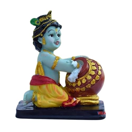 Buy MOBILE BODYGUARD Lord Krishna Statue with Matki While Eating Makhan ...