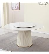 Amazon.com - 59"D Round Dining Room Table, Luxury Faux Marble Dining ...