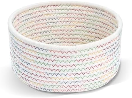 Amazon.com : Small Woven Basket - Cute Mini Round Cotton Rope Storage ...
