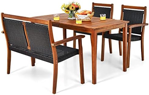 Amazon.com: Tangkula 4 Pieces Patio Dining Set for 4, Patiojoy Space ...