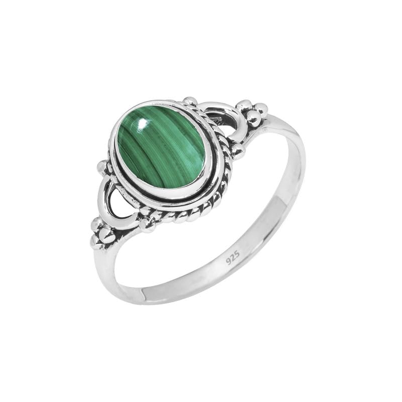 Amazon.com: Malachite Stone Ring, 925 Sterling Silver Ring Handmade ...