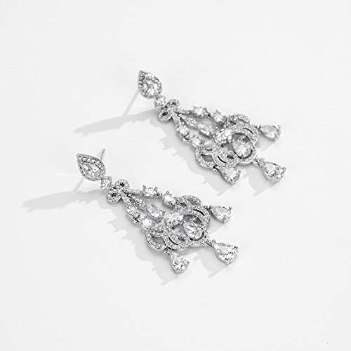 Amazon.com: Cubic Zirconia Wedding Earrings For Women Crystal Drop ...