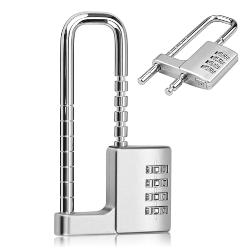 Silver Combination Padlock, Outdoor Long Shackle Padlock Weatherproof ...