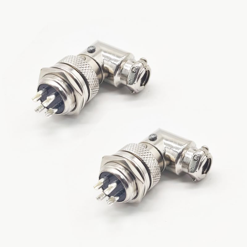 Amazon.com: 2Pcs GX16 4 Pin Aviation Connector, GX16 Right Angle Circular Adapter Male Female ...