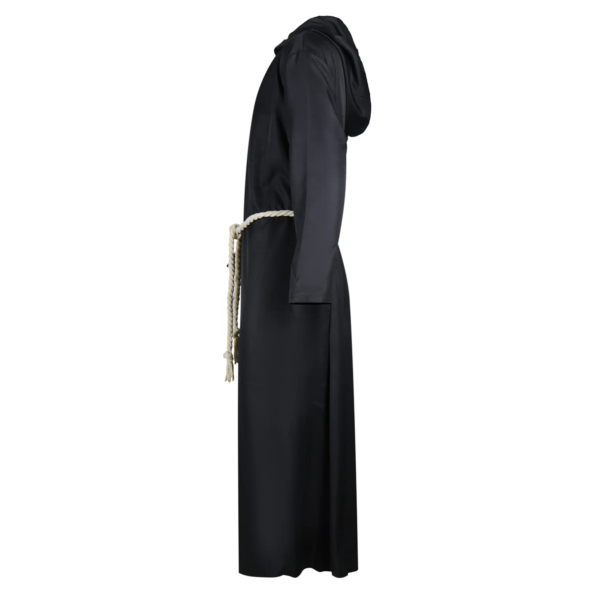 Snapklik.com : PAINEOMN Monk Costume Robe Black Hooded Uniform