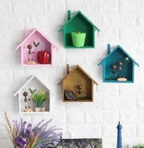 WIWE SHOPEE MDF HUT Shape Wall Shelf (Set of 5) 9 : Amazon.in: Home ...