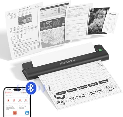 MUNBYN Portable Printers Wireless ITP02, Portable Printer Bluetooth ...