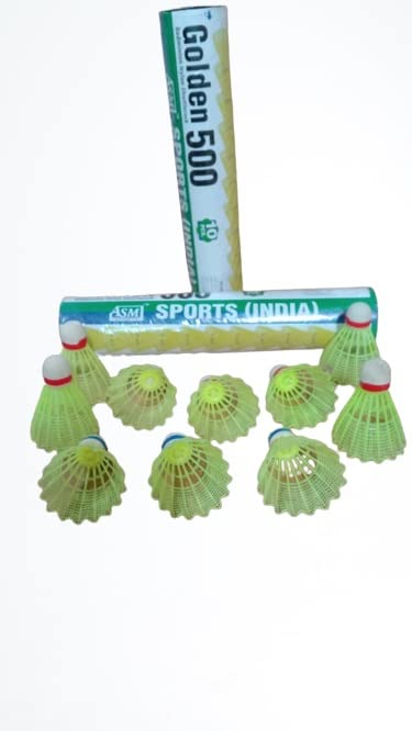 Buy ASM Golden 500 Nylon Shuttlecock (Anguri Pack of 10) Shuttlecock ...