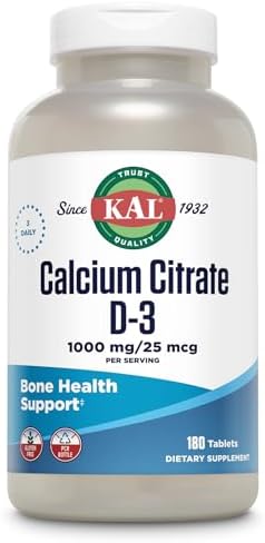 Amazon.com: KAL Calcium Citrate Supplement with Vitamin D3 - 1000 IU ...