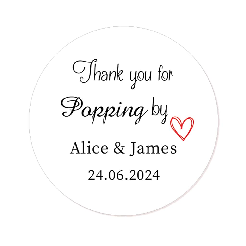 48x Personalised Thank You For Popping By Labels Wedding Favour ...