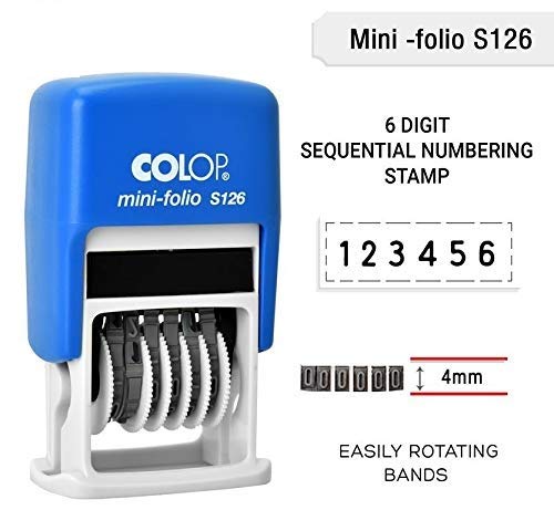 COLOP Stamp S126 Blue Body/Blue Pad - Rubber Stamp/Self Inking Stamp (6 ...