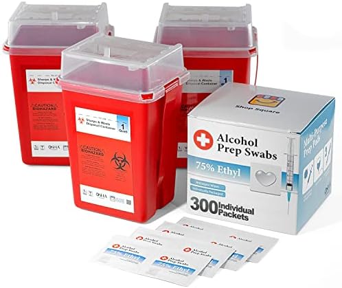 Amazon.com: Shop Square Sharps Container, 1 Quart, Red, Plastic ...