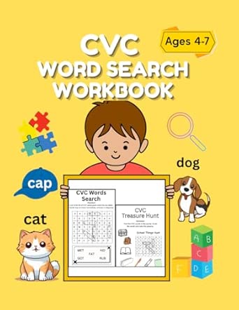 CVC Word Search & Coloring Treasure Hunt for Kids Ages 4-7: Fun Phonics ...