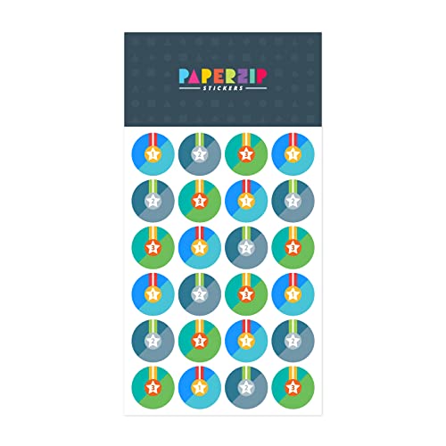 Amazon.com: PAPERZIP - Colorful Gold, Silver and Bronze Medal Rewards – 48 Stickers for Kids ...