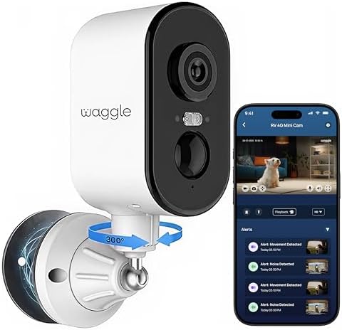 Amazon.com: Waggle 4G LTE Cellular Security Camera, Built in SIM Card ...