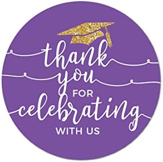 Amazon.com : Purple White Graduation Thank You Stickers, Congrats Grad ...