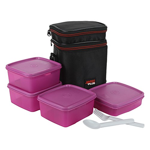 Jaypee plus Wonder Bag 4 Lunch Box with Bag, 4 Pieces, Pink : Amazon.in ...