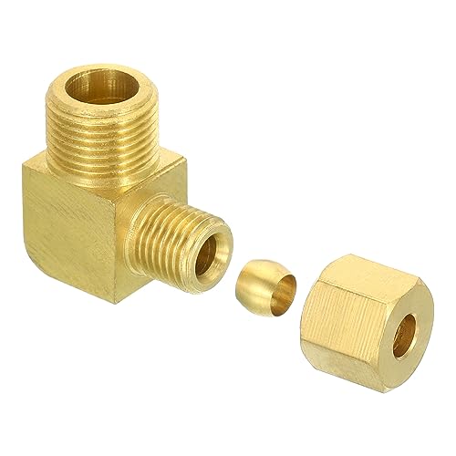 PATIKIL G3/8 Male x 6mm Tube OD Brass Compression Tube Fitting, 2 Pack ...