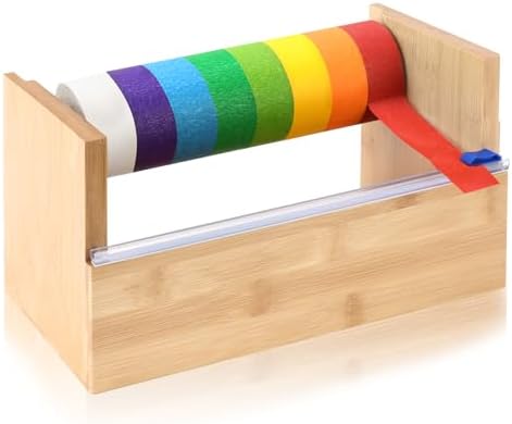 9.6" x 5.5" x 5" Wood Masking Tape Dispenser Craft Tape Dispenser Multi ...