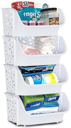 Amazon.com: Skywin Plastic Stackable Storage Bins for Pantry - 12 Pack ...