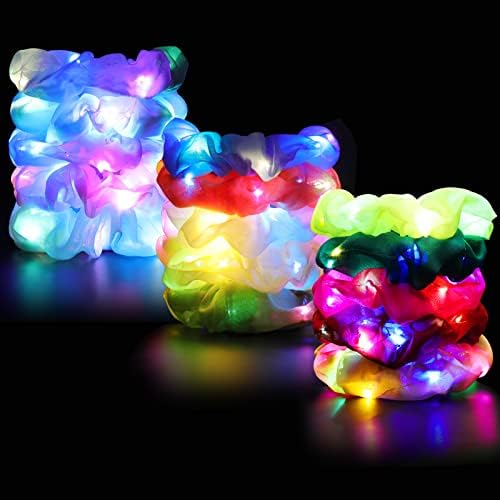 Amazon.com : YL Mainland 15PCS LED Hair Scrunchies, Light Up Hair Bands ...