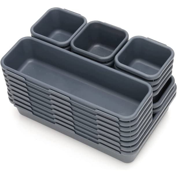 CLOUDTAIL CHOICE Interlocking Drawer Organizer Bins, Durable Plastic ...