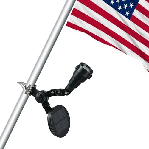 Amazon.com: Flag Pole Light Solar Powered, 2 in 1 House Mounted ...