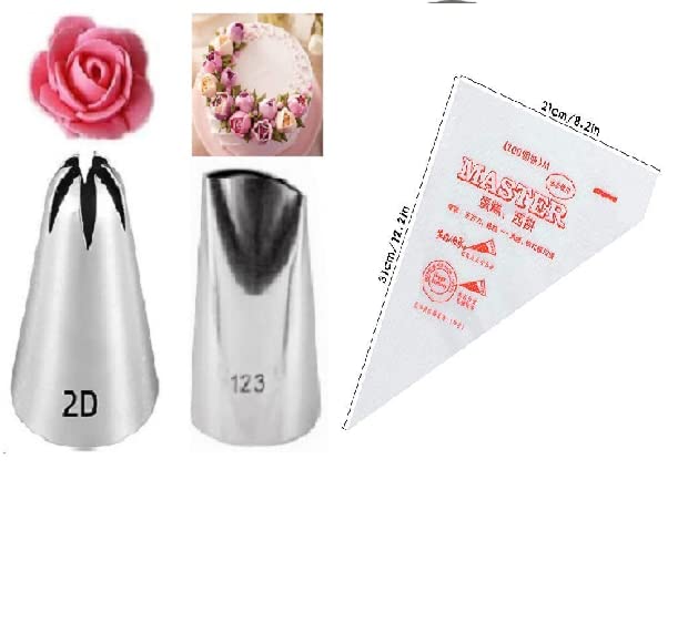 Buy Rvs 123+2D+25piping Bag Icing Nozzle DIY Cream Rose Flower Piping ...