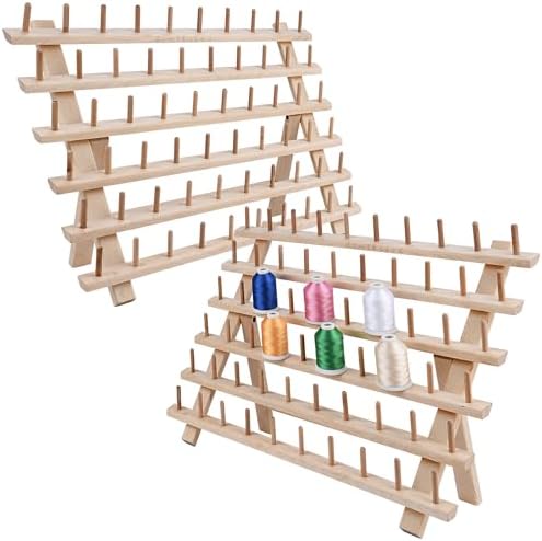 Amazon.com: Simthread [Upgraded] 60x2 Spools Wooden Thread Holder ...