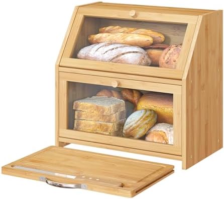 Amazon.com: 3J2 Discoveries Bread Box for Kitchen Countertop – Large ...