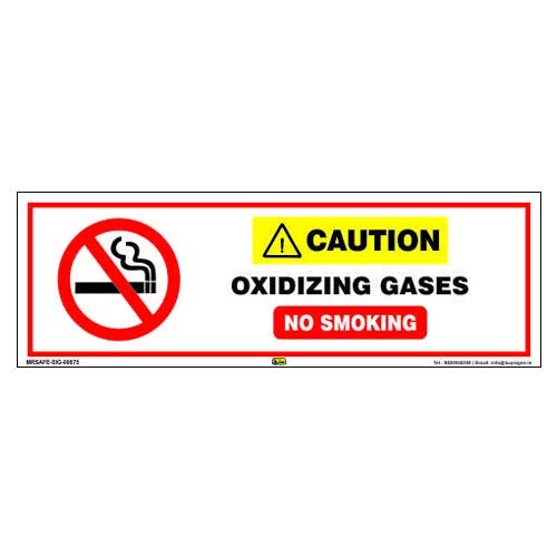Mr. Safe - Oxidizing Gases No Smoking Sign Hard Plastic Lamination (12 ...
