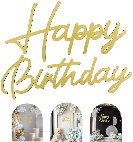 Amazon.com: Happy Birthday Sign for Backdrop Decal Sign, Wooden Happy ...