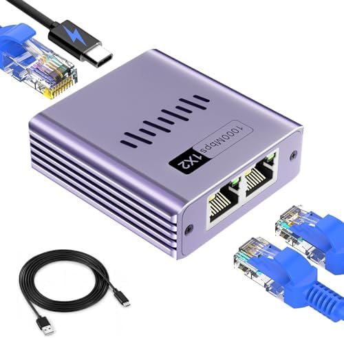 Ethernet Splitter 1 to 2 High Speed 1000Mbps Gigabit Network Switch 2 ...