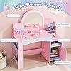 Amazon.com: Kids Vanity with Lights, Kids Makeup Vanity with Bookshelf ...