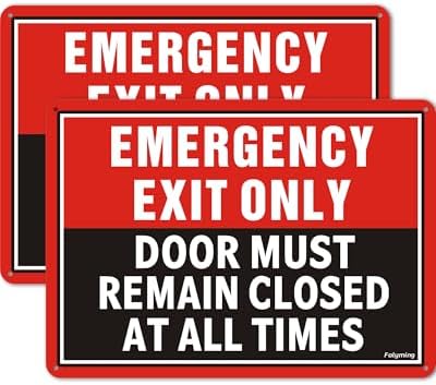Amazon.com: 2 Pack Emergency Exit Only For Door Signs,Door Must Remain ...