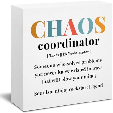 Amazon.com: Chaos Coordinator Gifts Office Decor Wooden Box Sign ...