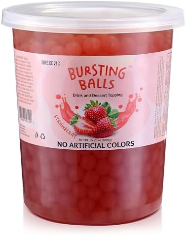 Amazon.com: BREXONIC Strawberry Boba Pearls Popping Bursting Boba ...