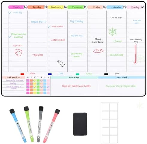 Smart Panda Weekly Planner Whiteboard - Magnetic Meal and Family ...