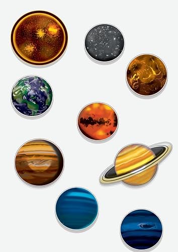 Glossy Vinyl Stickers Solar System Planets Set of 9 Stickers~ KimVie ...