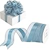 Amazon.com: HUIHUANG Dusty Blue Sheer Wired Ribbon with Satin Stripe 1 ...