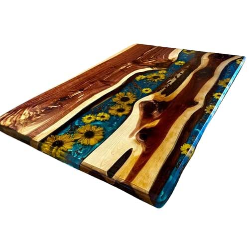 Amazon.com: Sunflower Table, Floral Art Resin, Sunflower River Table ...