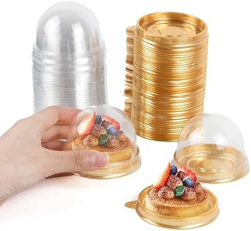 Amazon.com: GULELAYAR 50Pcs Clear Plastic Mini Cake Box with Dome Lids ...