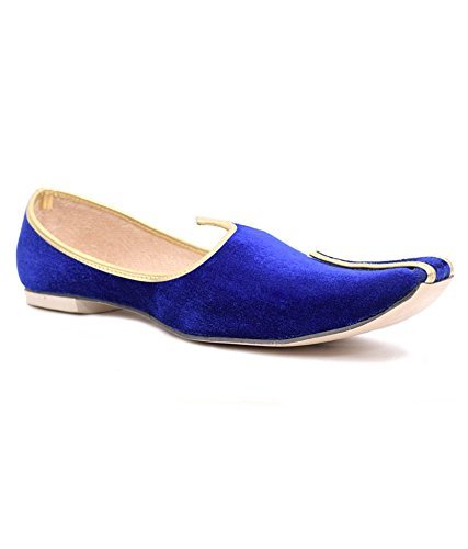 Unique Men's Blue Valvet Juti (UK 11) Juttis Mojaris & Casual Loafers ...