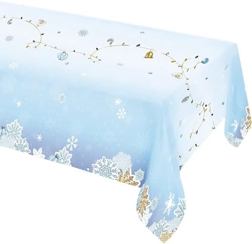 Amazon.com: Cheerland Fabric Snowflake Tablecloth for Winter Wonderland ...