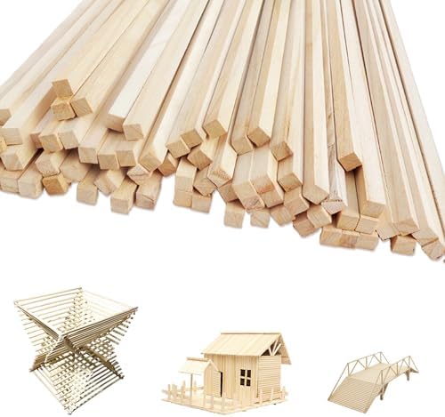120Pcs Balsa Wood Sticks, 12in Square Basswood Strips Basswood for ...