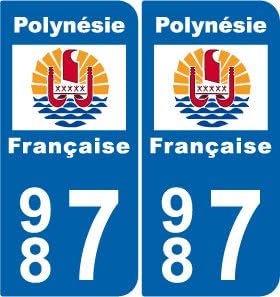 Amazon.com: Car Number Plate Stickers 987 French Polynesia Flag Design ...