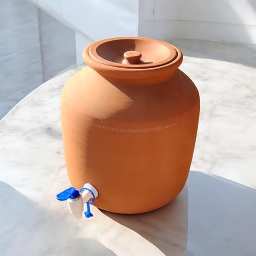 Handmade Clay Water Jug 10 Liter with Tap & Down Dhakkan – Natural ...