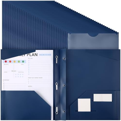 Amazon.com : Tenceur 48 Pack Plastic Folders with 3 Prongs Bulk Heavy ...