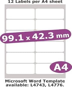 Amazon.com : Minilabel 99 1X42 3mm, 60 Labels, Matt Paper, 5 A4 Sheets ...