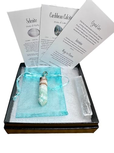 Amazon.com: Caribbean Calcite Crystal Pendant with Selenite ...